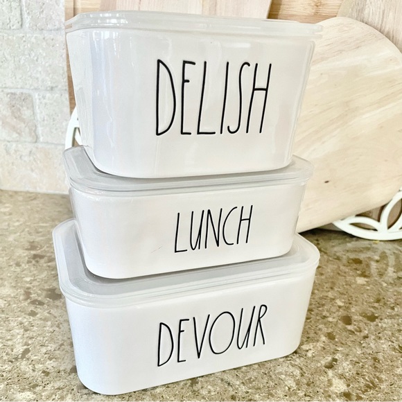 Rae Dunn | Kitchen | Rae Dunn 6 Piece Ceramic Food Storage Containers ...